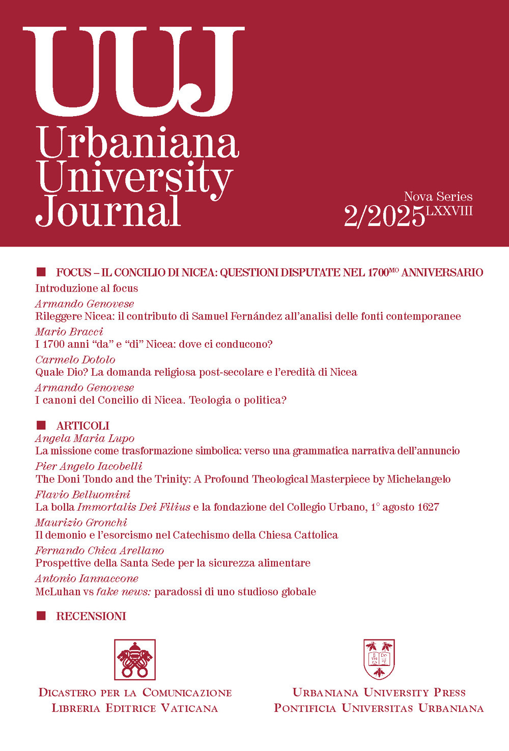 Urbaniana University Journal (2025). Vol. 2: Il Concilio di Nicea ...